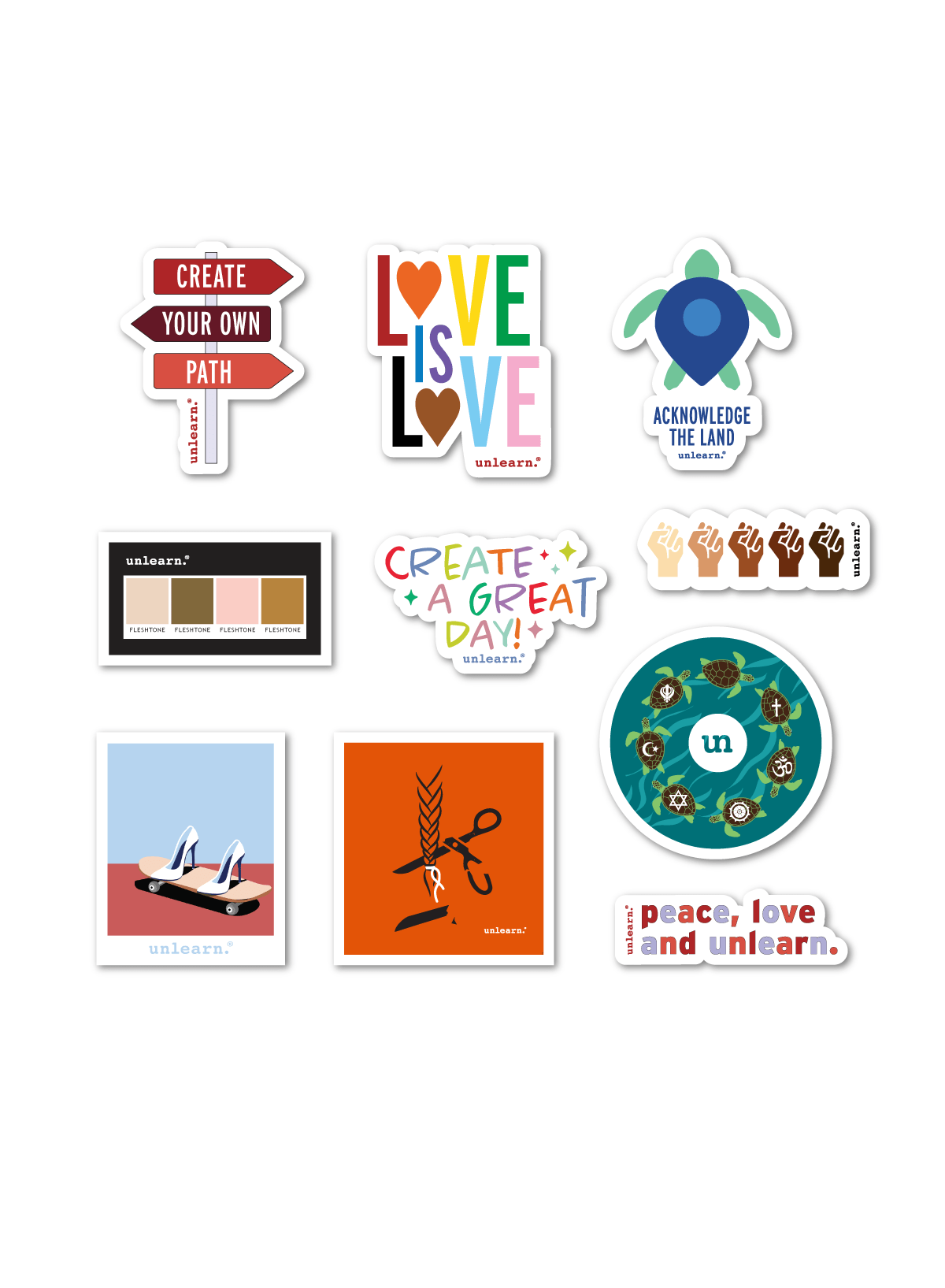 Sticker Pack 1 - 10 Die-cut Stickers – unlearn.
